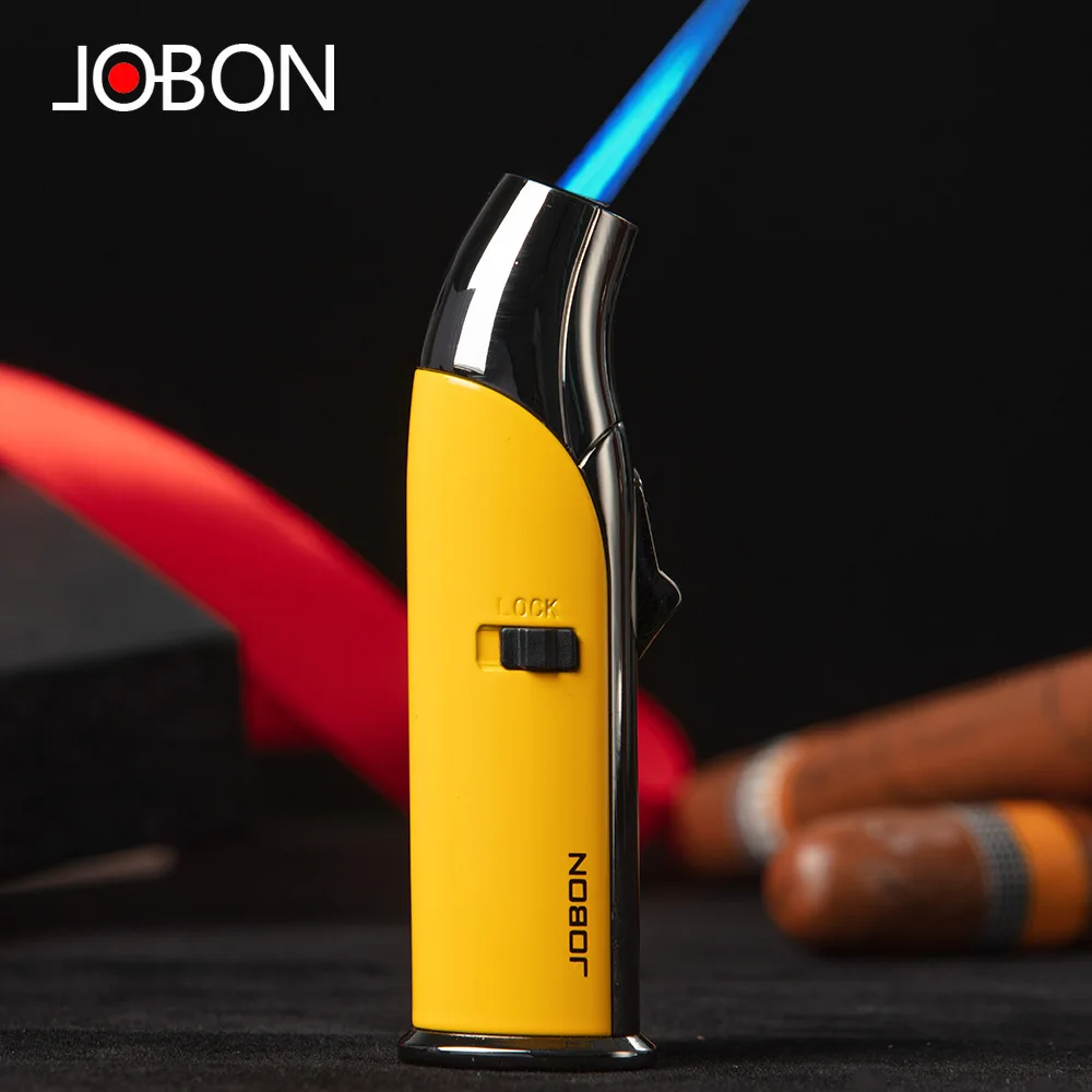 JOBON-Metal-Butane-Gas-Lighter-Outdoor-Windproof-Blue-Flame-Straight ...
