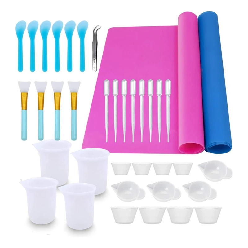Epoxy-Resin-Mixing-Tools-Kit-36Pcs-Reusable-Soft-Silicone-Resin-Tools ...