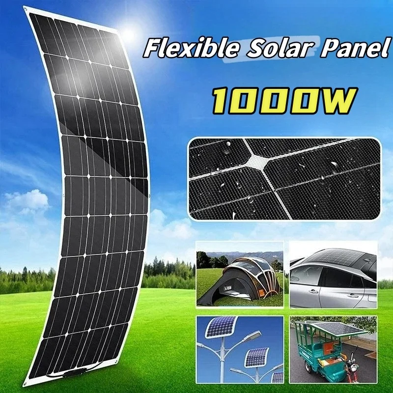 1000W-Solar-Panel-Kit-18V-High-Efficiency-Flexible-Outdoor-Solar-Single ...