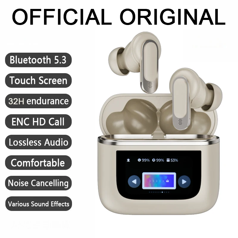 Wireless-Bluetooth-Tour-Pro-2-Earphones-Color-LED-Screen-Touch-Controls ...