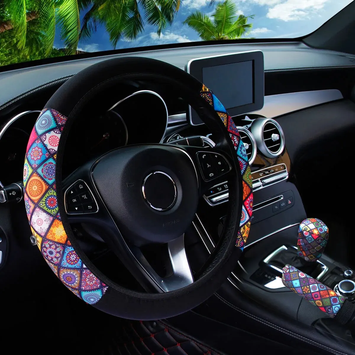 3-Pieces-of-Fabric-Checker-Flower-Spider-Web-Car-without-Inner-Ring ...