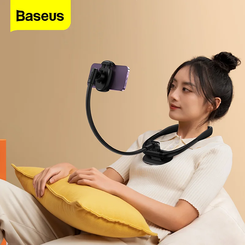 Baseus Flexible Neck Phone Holder Stand Hanging Neck Bracket Bed Desk ...