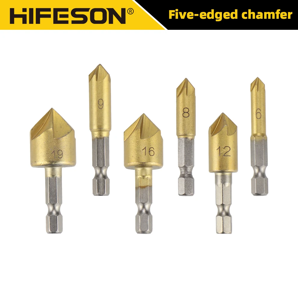 HIFESON-6mm-19mm-Countersink-Drill-Bit-Chamfer-90-Round-Alloy-Drill-Set ...