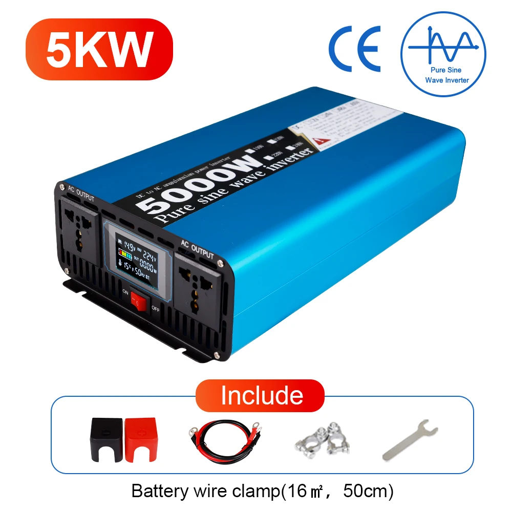 5000W-nverter-Pure-Sine-Wave-12V-24V-220V-Voltage-LCD-Display-Transfer ...