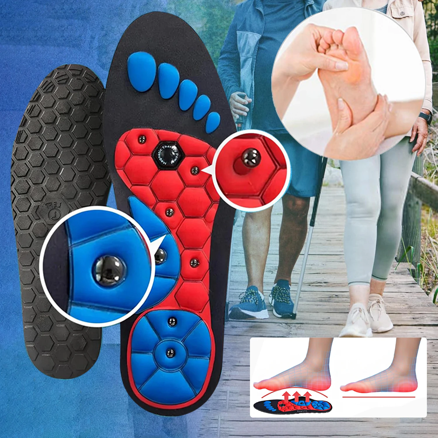 Magnet Sport Insoles Orthopedic Gel Shoes Inserts Magnetic Technology ...