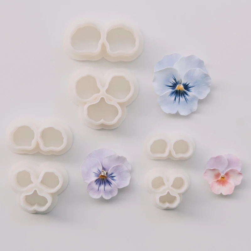 SML 3PCS/SET Pansies Flowers Polymer Clay Cutters 3D Floral Pottery ...
