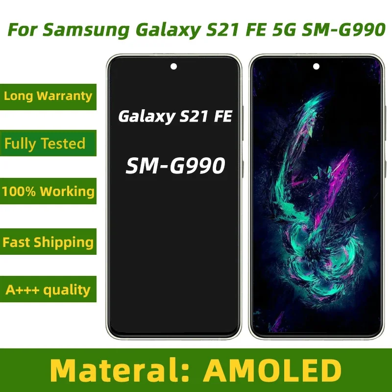 Super-AMOLED-LCD-S21FE-For-Samsung-Galaxy-S21-FE-5G-G990-G990B-G990U ...