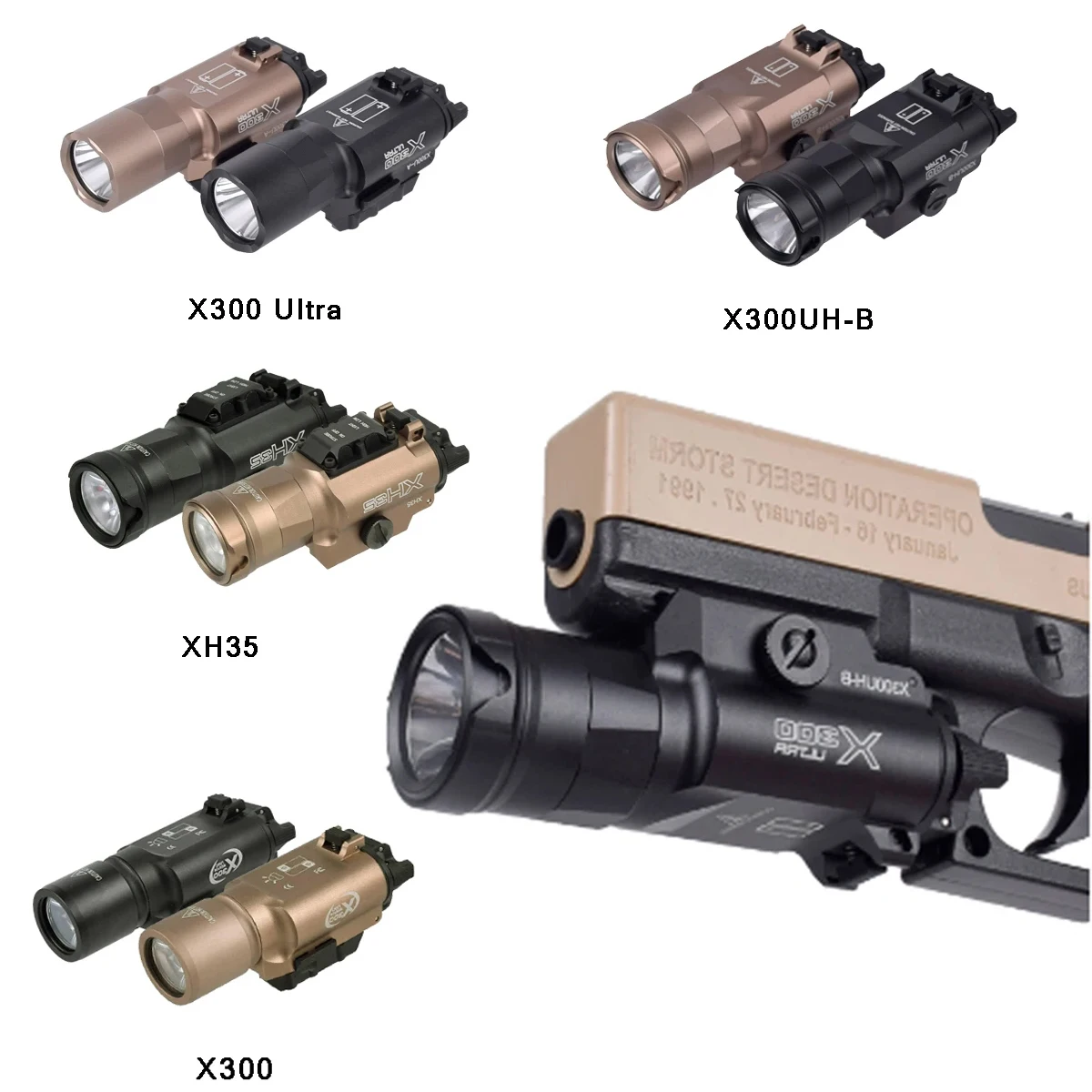 Tactical-Surefire-Weapon-Light-X300-Ultra-X300U-X300UH-B-X300V-XH35-LED-Flashlight-Pistol-Gun ...