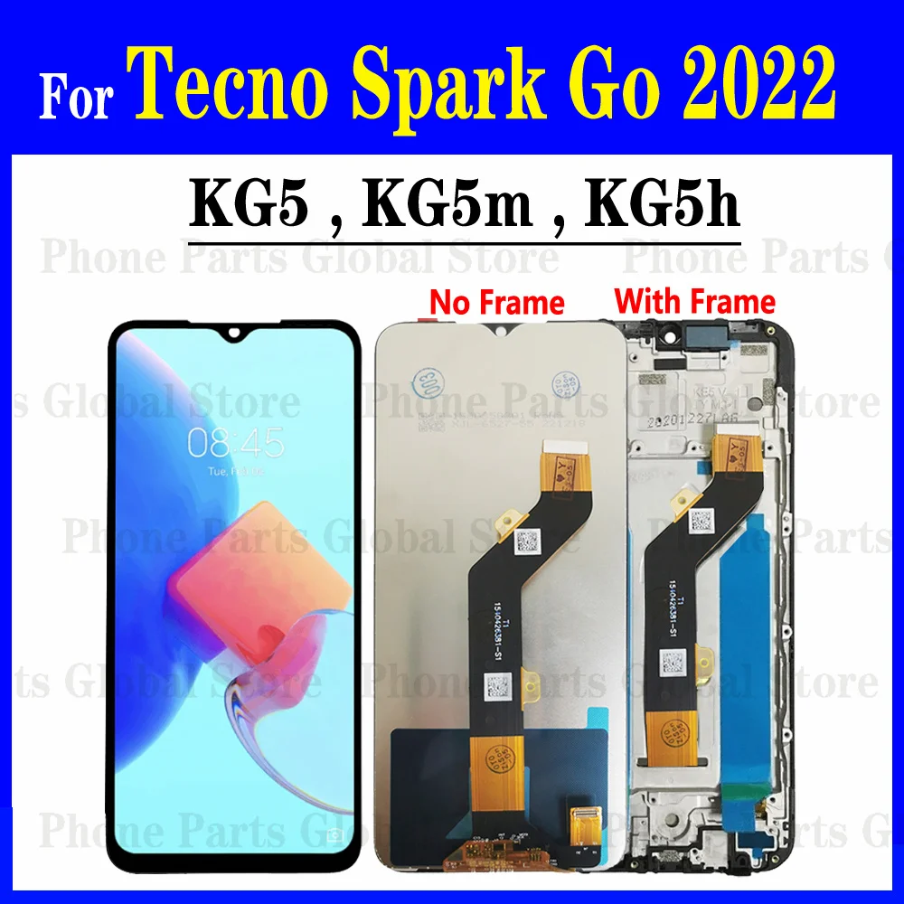 6.52" Display For Tecno Spark Go 2022 LCD With Frame KG5 KG5h KG5m ...