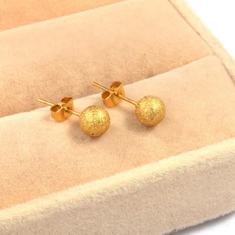 Fashion-Men-Women-s-Shiny-Gold-Stainless-Steel-Frosting-Round-Golden ...