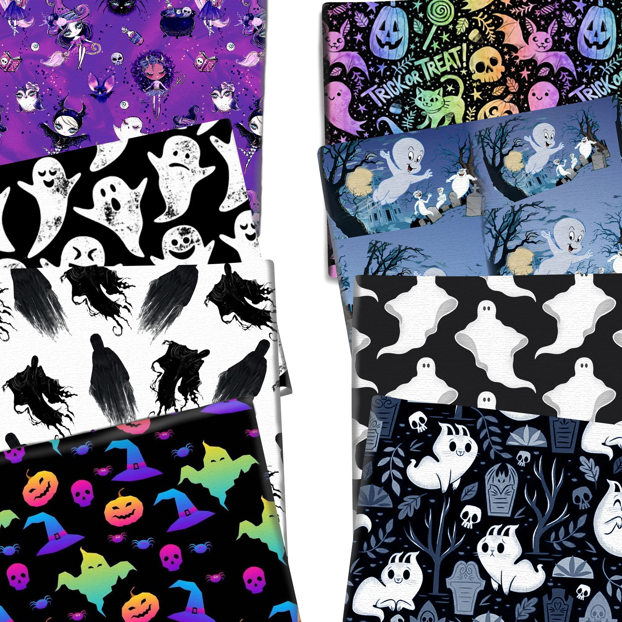 50-145cm-Halloween-Purple-Ghost-Polyester-Cotton-Pure-Cotton-Fabric ...