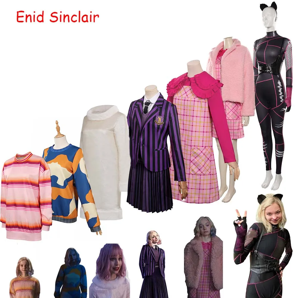 Disfraz de Cosplay de Enid Sinclair, uniforme de Addams, abrigo ...