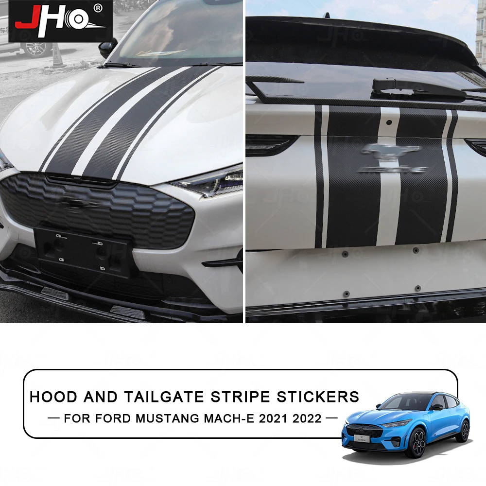 Car Sticker Hood Bonnet Rear Tail Body Stripe Vinyl Decal For Mustang ...