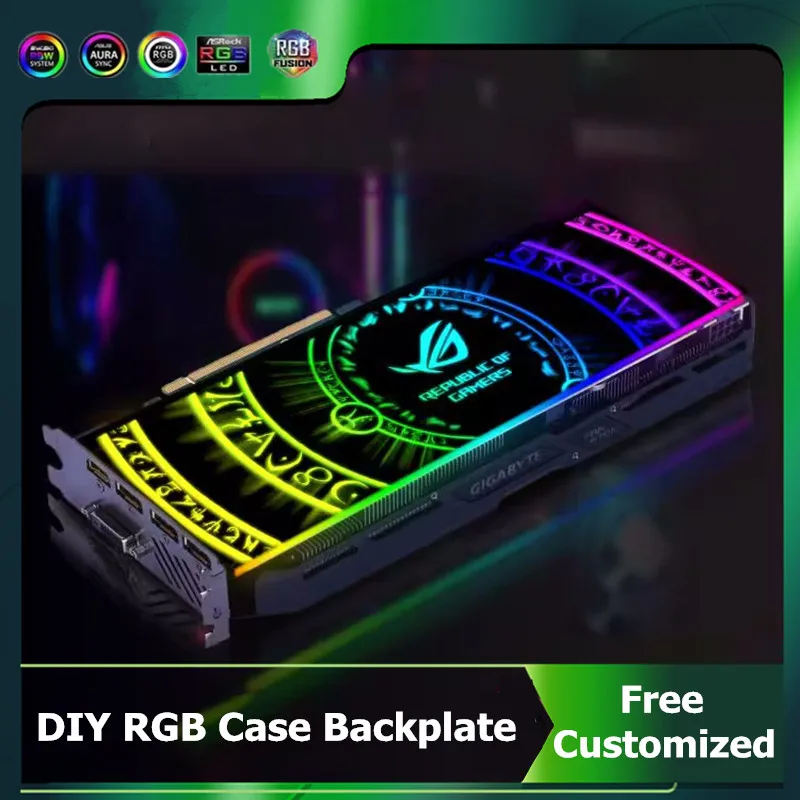 Caso personalizado Backplate Luz Board & GPU Painel Lateral RGB Tampa ...