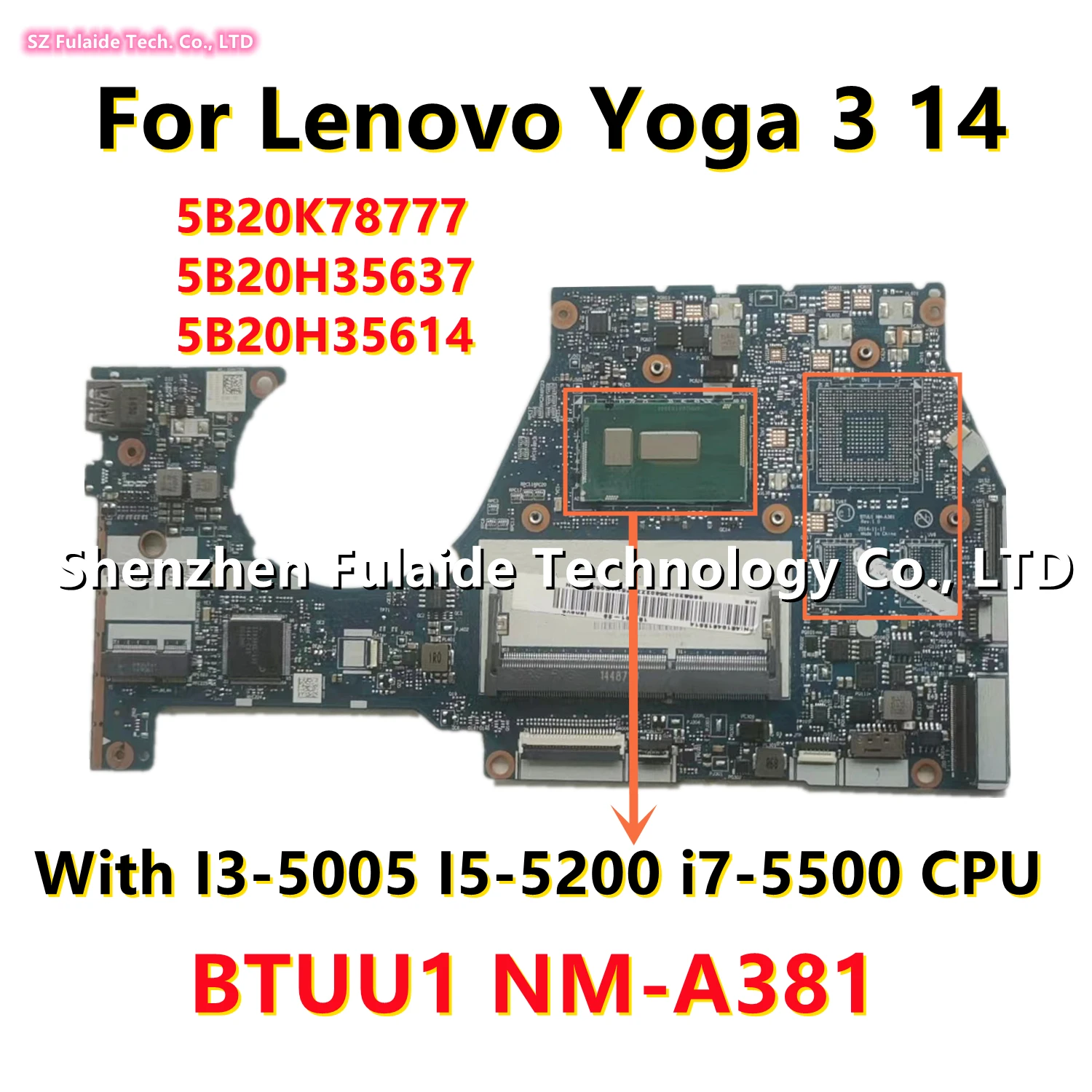 BTUU1-NM-A381-For-Lenovo-Yoga-3-14-Laptop-Motherboard-With-i3-5005-i5 ...