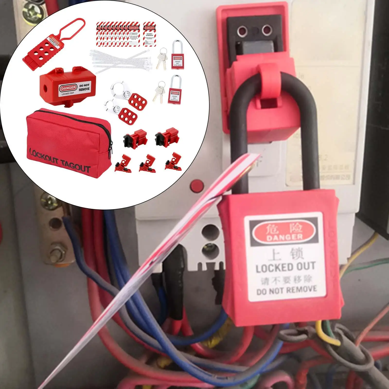 Electrical-Lockout-Tagout-Kit-Safety-Padlocks-Set-for-Lock-Out-Tag-Out ...
