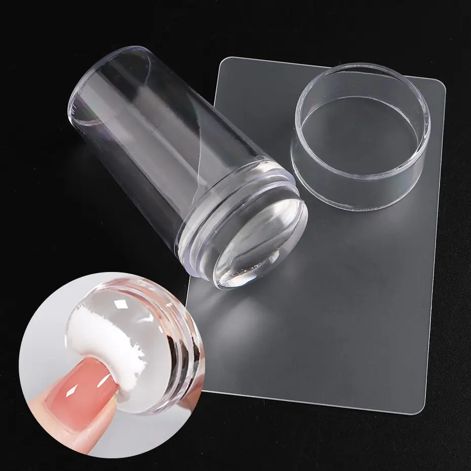 French Scraper Nail Art Tools Clear Silicone Nail Stamper For French ...