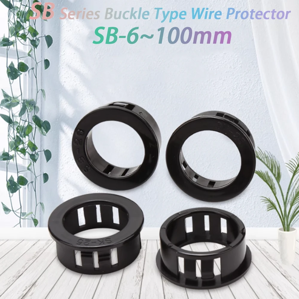 SB 6-100mm Diameter Black Panel Mount Nylon Snap Bushing Cord Buckle ...