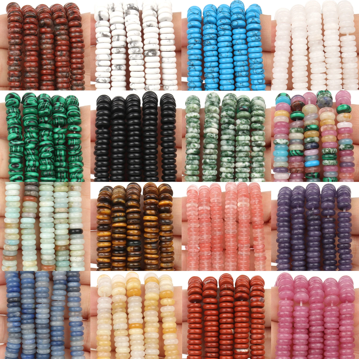 6x2mm-Natural-Stone-Rondelle-Beads-Turquoise-Amazonium-Tiger-Eye ...