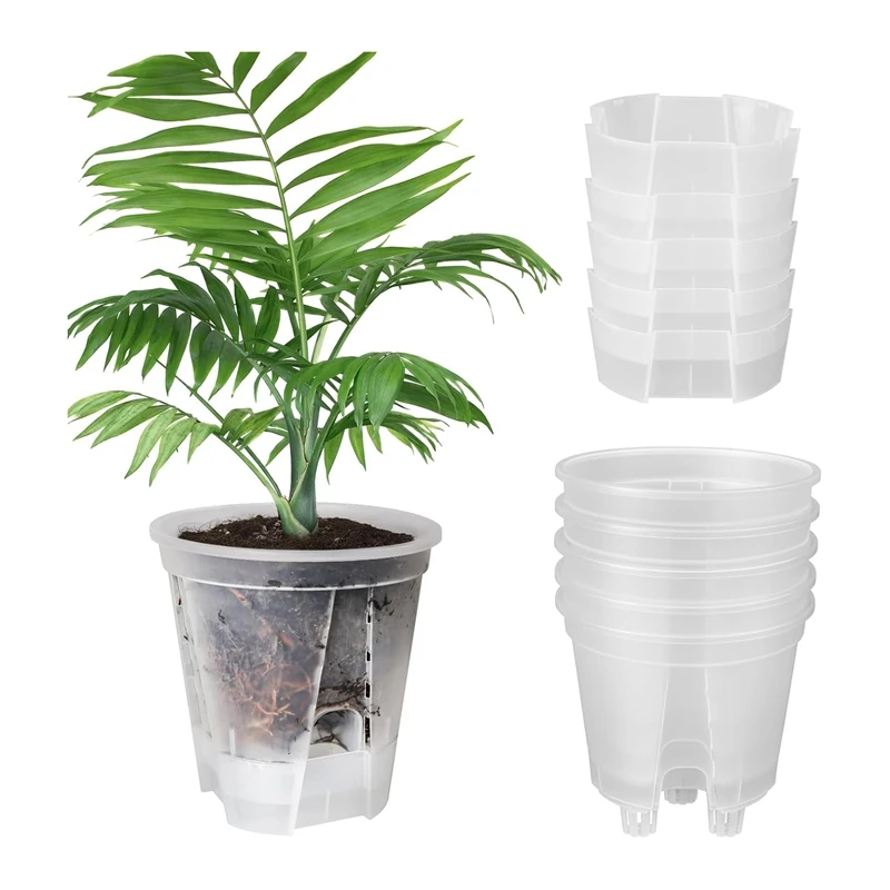 6 Inch Transparent Plastic Nursery Plant Pots Self Watering Planters 5 ...