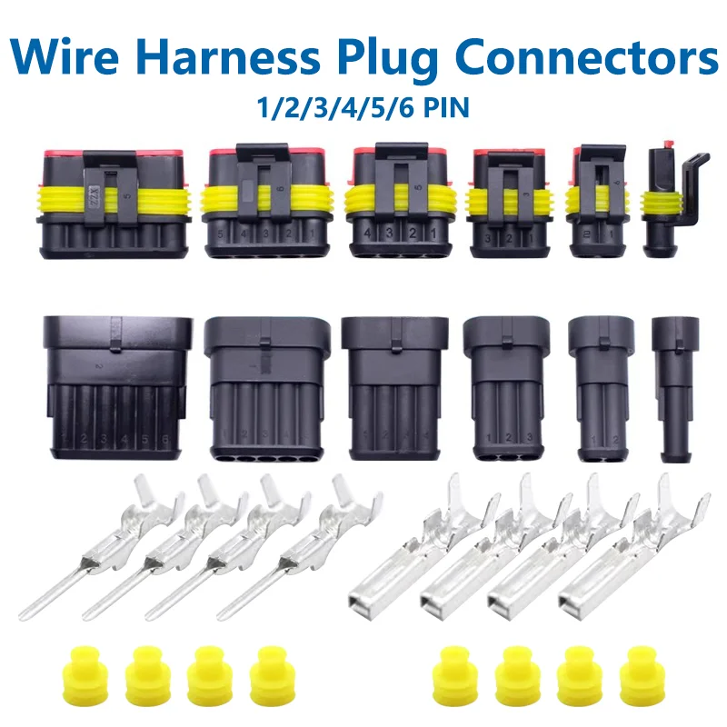 20/50/100Sets 1.5 Series 1/2/3/4/5/6 Pin AMP Automobile Connectors ...