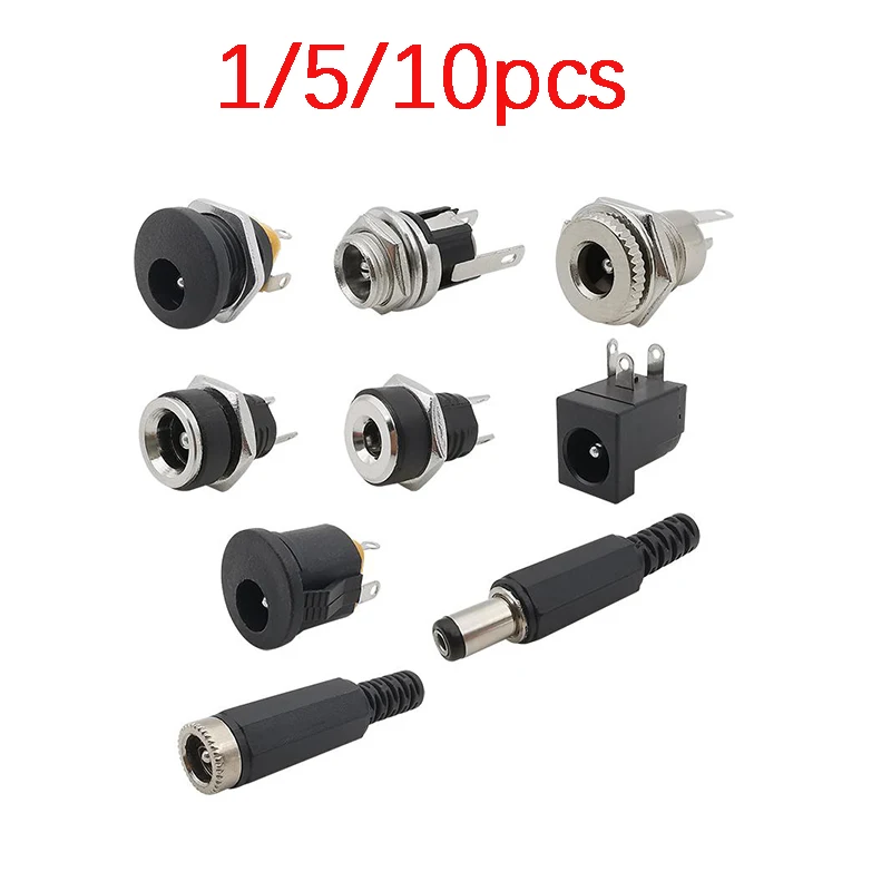 10Pcs DC Power Adapter Connector 5.5mm 2.1mm DC Power Plug Male Female ...