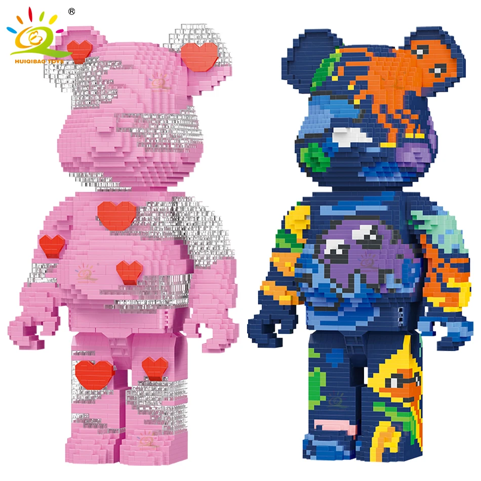 HUIQIBAO-Ideas-Bearbricks-Love-Graffiti-Bear-Model-Micro-Building ...