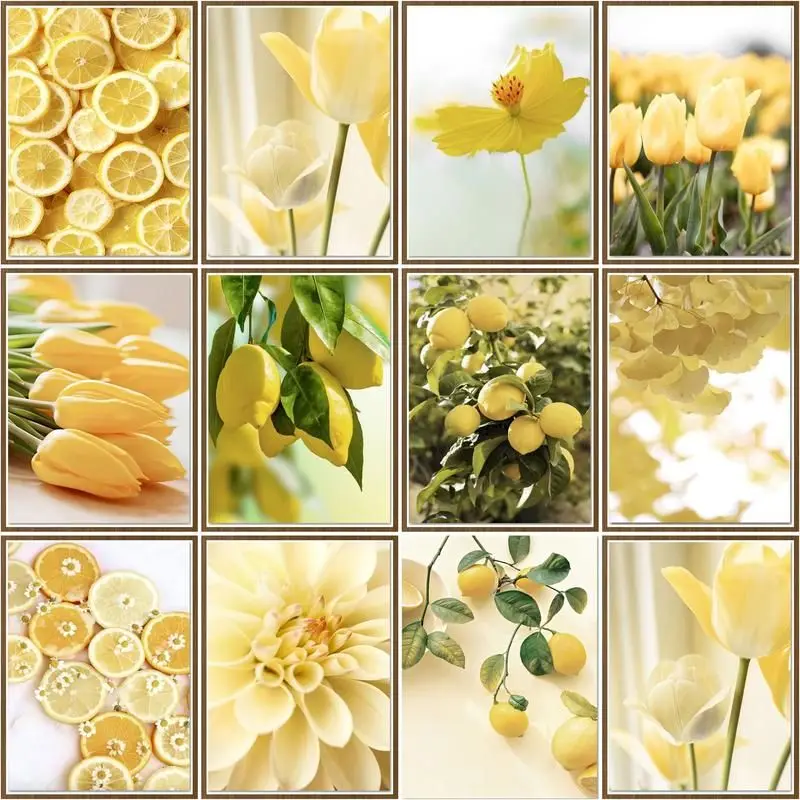 CHENISTORY-Coloring-By-Number-Lemon-And-Yellow-Lily-Kits-Diy-Paint-By ...