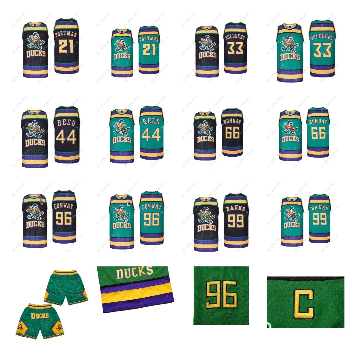 Basketball Jerseys Mighty Ducks Of Anaheim 99 BANKS 96 CONWAY 66 BOMBAY ...