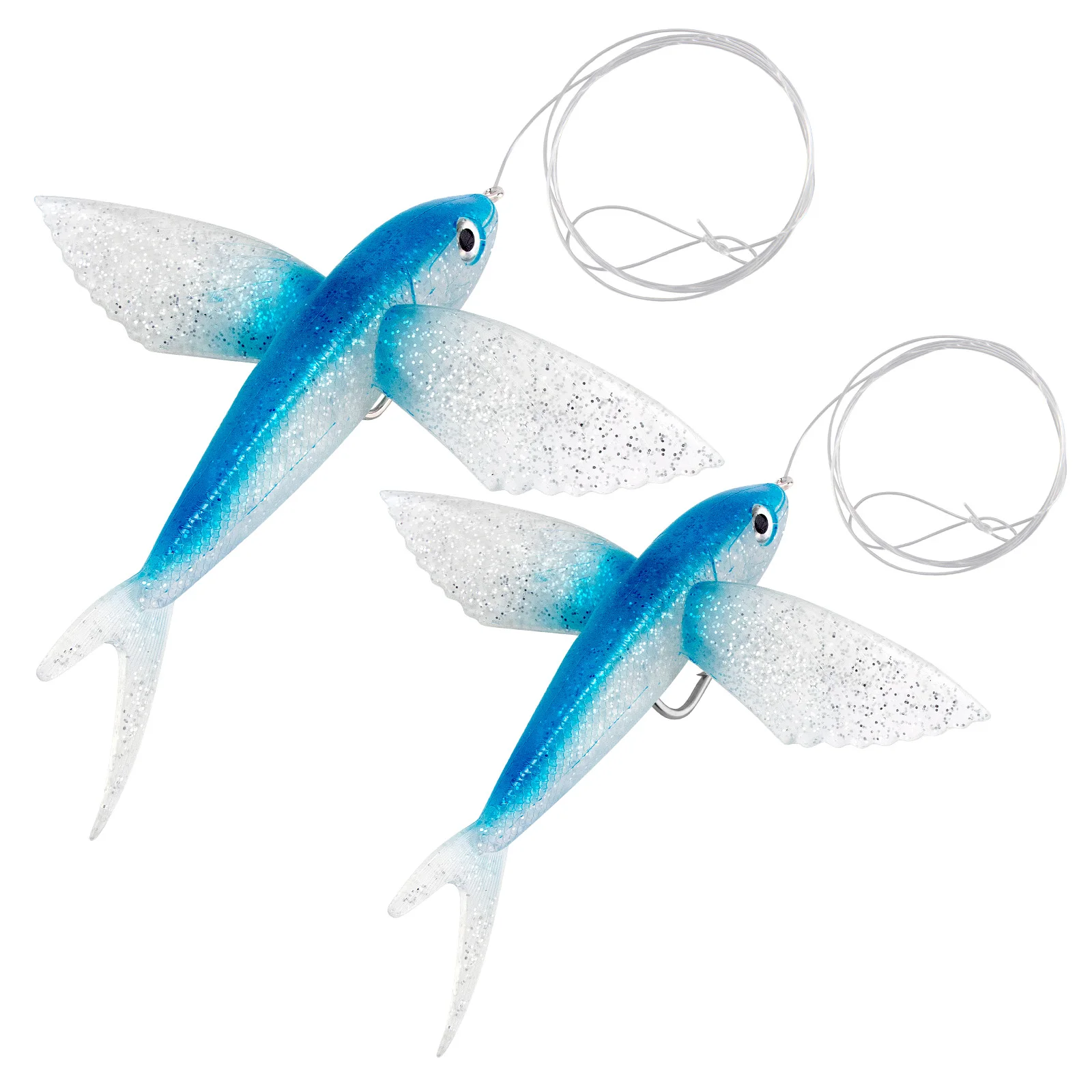 Flying Fish Rig Soft Plastic Lure Swimbait Glide Bait Trolling PVC Fork ...