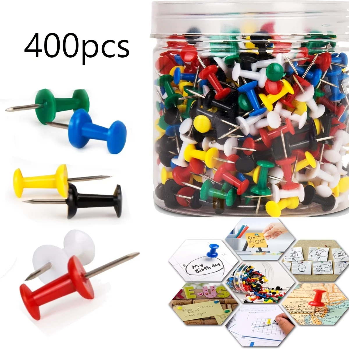 400PC-Push-Pins-Thumb-Tacks-for-Bulletin-Board-Thumb-Tacks-for-Wall ...