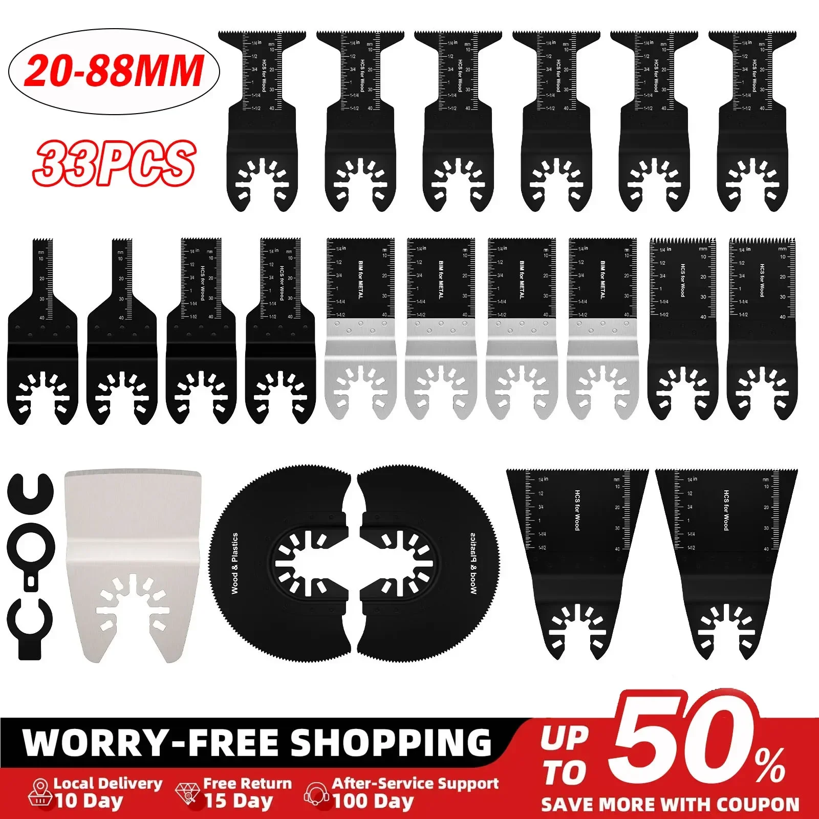 33Pcs-Oscillating-Saw-Blades-Sharp-20-88MM-Multitool-Blades-Wear ...