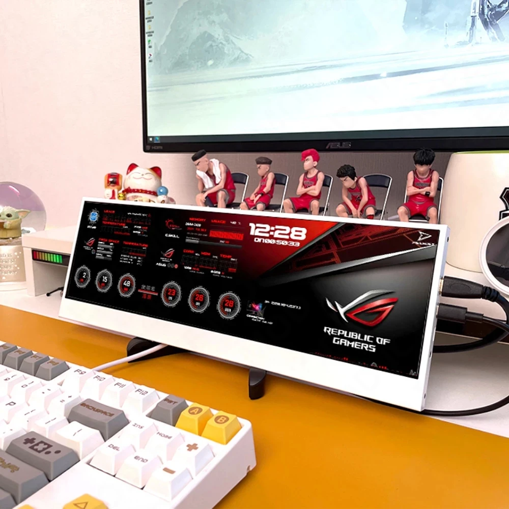 듀얼 확장 LCD ROG 테이블 터치 DIY 다이내믹 데이터 모니터, MOD 게이머 HD 디스플레이, PC 보조 서브 스크린 ...