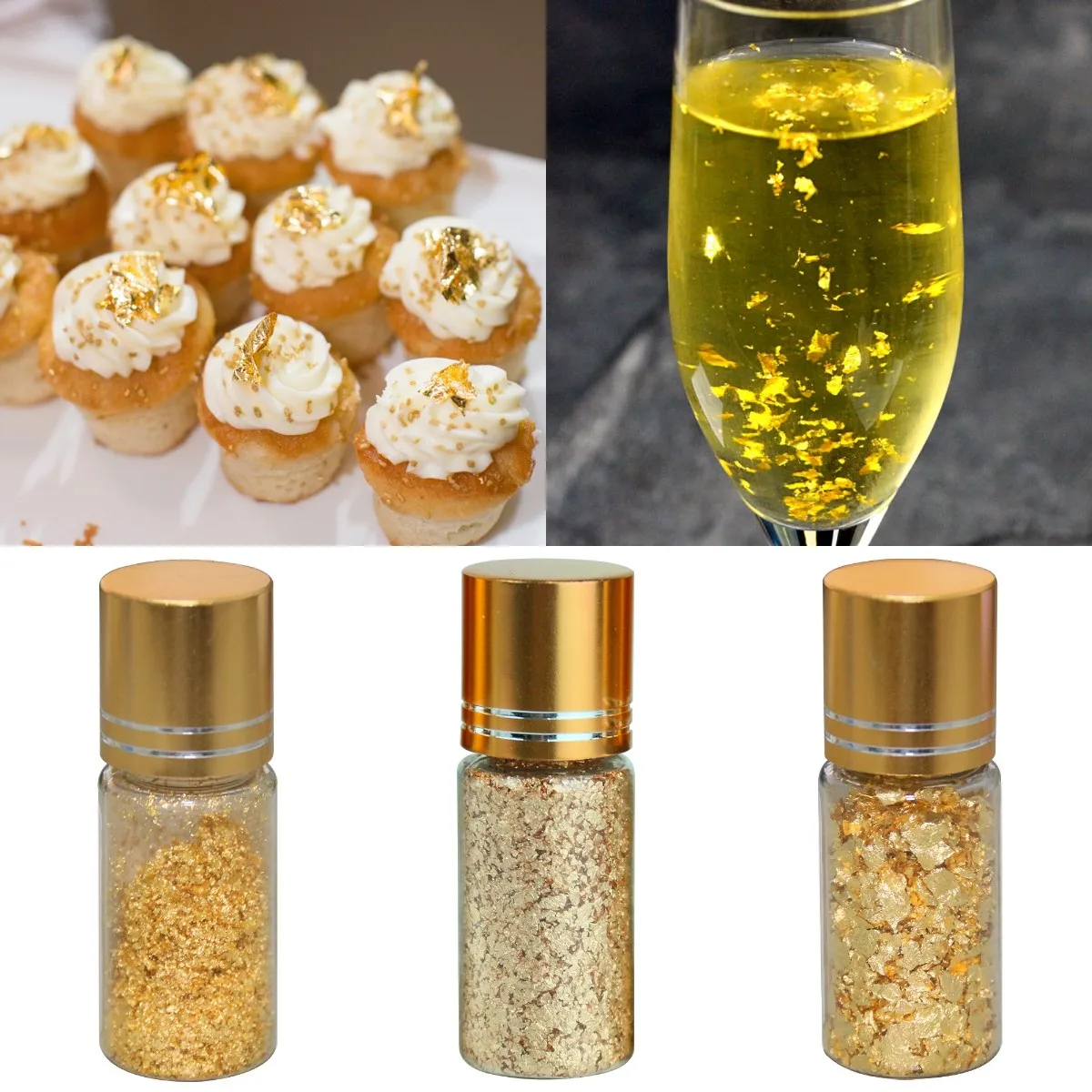 24-Karat-Blattgold-Bl-tter-Flocken-echtes-essbares-Glitzer-Gold-pulver ...