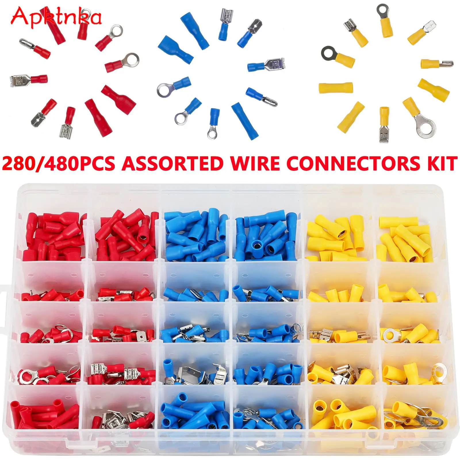 Box-280-480Pcs-Assorted-Spade-Terminals-Insulated-Cable-Connector ...