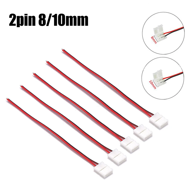10/20 Pcs 2 Pin Power 8mm 10mm LED Strips Lights Connector Splice Clip ...