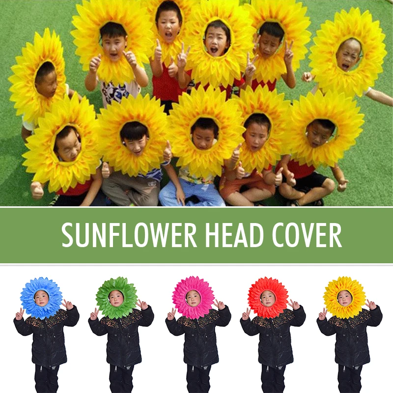 42cm-Sunflower-Headgear-Funny-Performance-Props-Sunflower-Hat-Hood-for ...