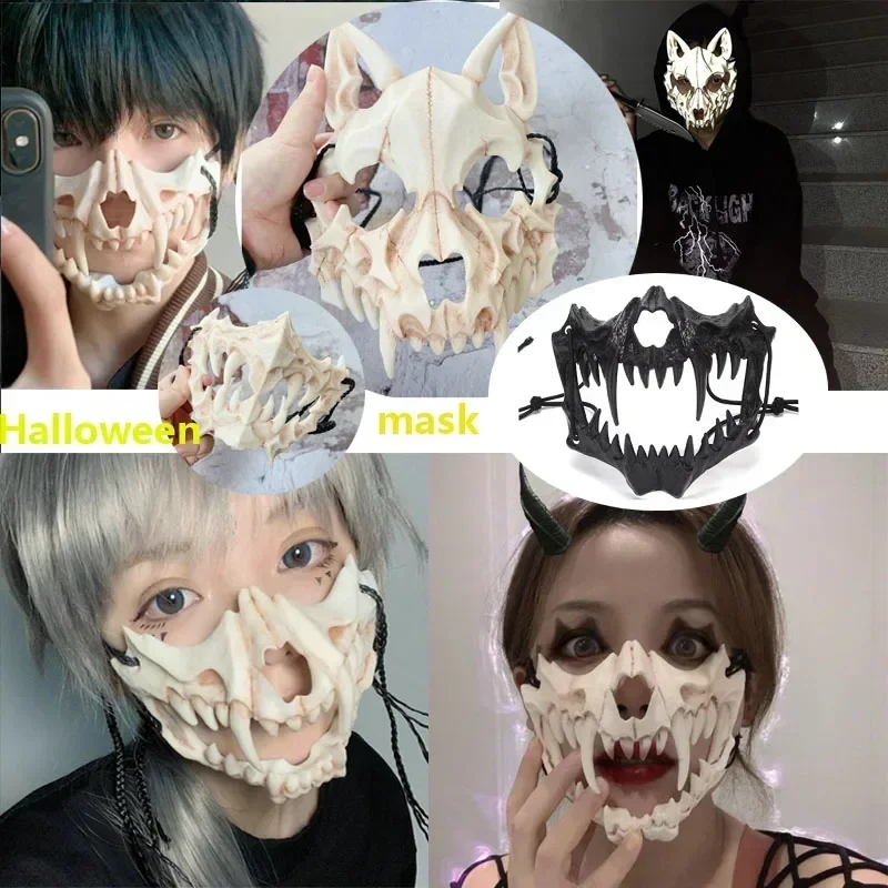 Newest-Halloween-Mask-Half-face-Mask-Cos-Dragon-God-Fierce-Tiger-Night ...