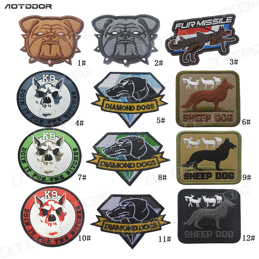 Bulldog-Head-Portrait-Embroidery-Patch-K9-Dog-Skull-Round-PVC-Badge ...