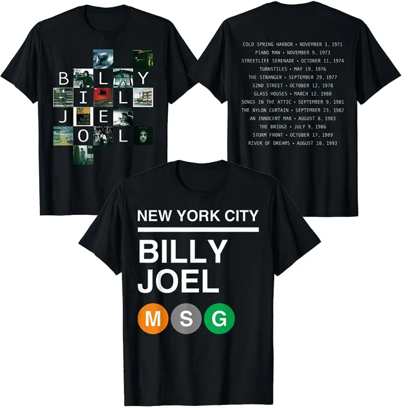 Billy-Joel-MSG-Subway-T-Shirt-Albums-Set-List-Tee-Graphic-Tee-Tops ...
