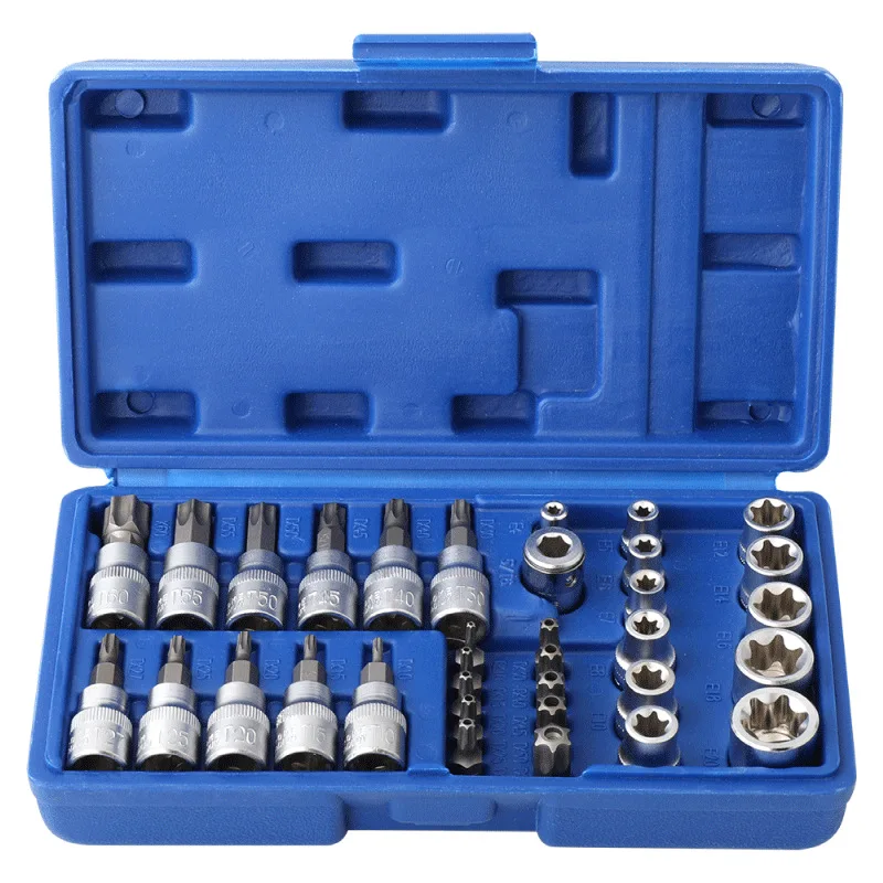 34Pcs Torx Star Sockets & Bit Set Male / Female E Security Bits Drive ...