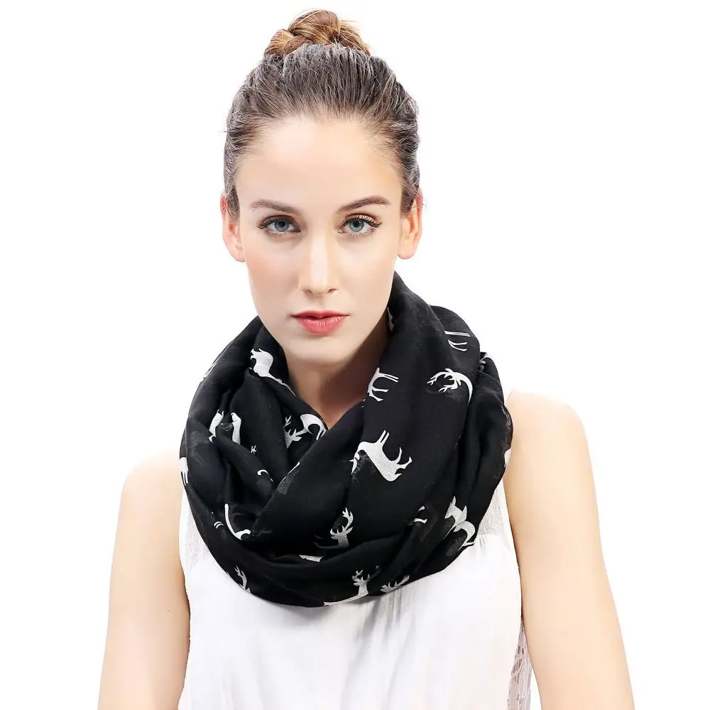 Bufanda con estampado Animal de ciervo para mujer, bufanda con lazo ...