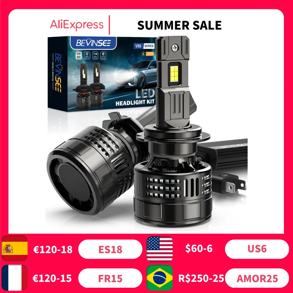 Bevinsee 150W H7 H4 H11 LED في CANBUS مصباح 9005 HB3 9006 HB4 H8 H9 9012 HIR2 سيارة الصمام ...