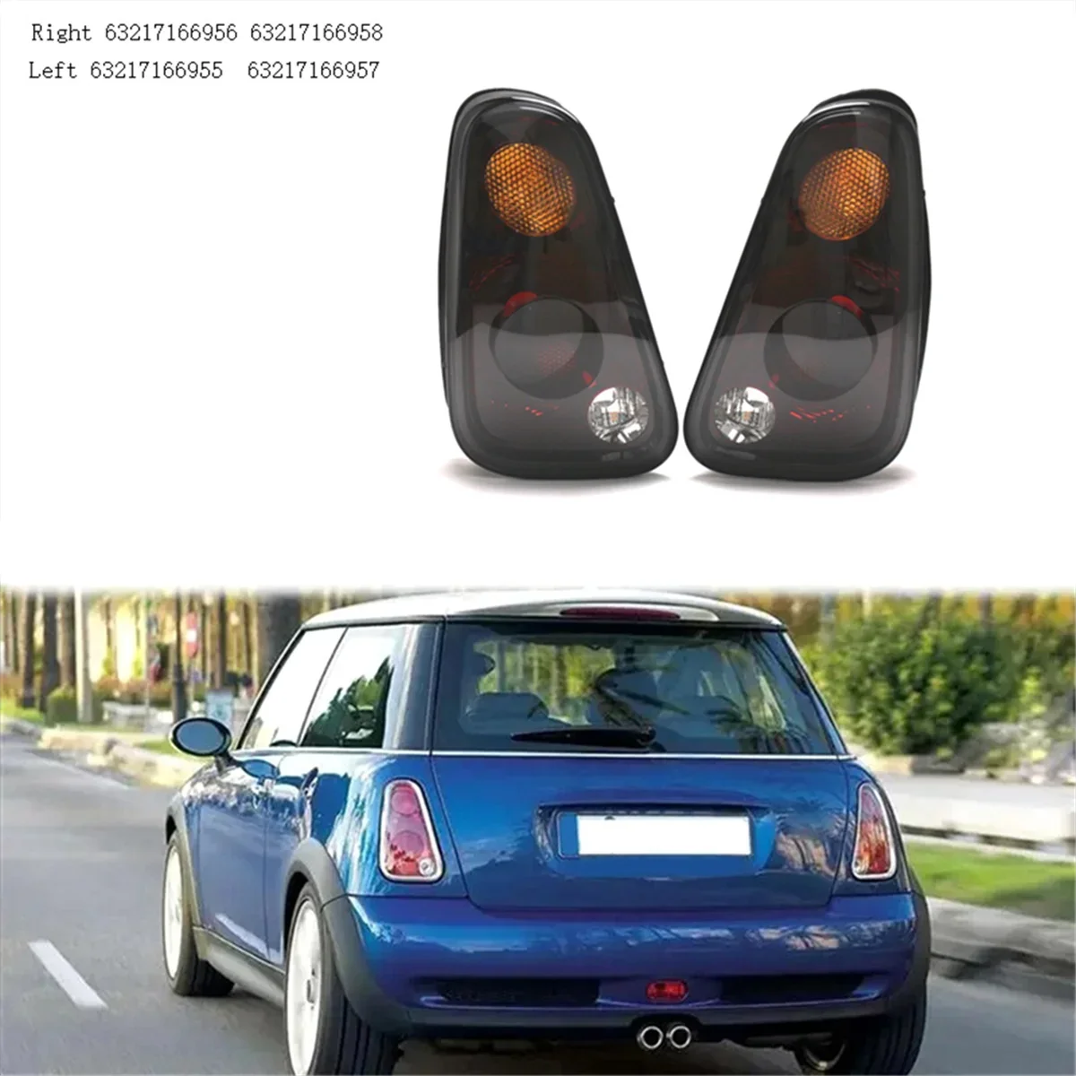 Pair Tail Light Black For Mini Cooper R50 R52 R53 2005 2006 2007 2008 ...