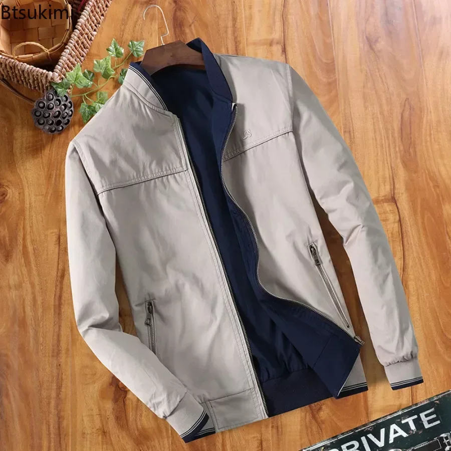 New2024-Men-s-Pure-Cotton-Jackets-Fashion-Casual-Windbreaker-Jacket-Coat-Hot-Outwear-Solid-Stand ...