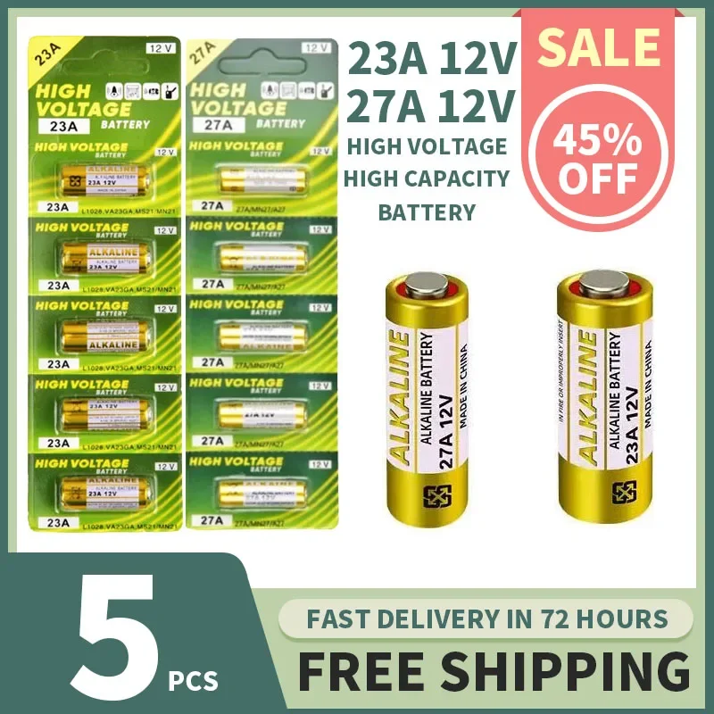 5PCS 23A 27A 12V Alkaline Battery - A27 27AE 27MN A2 L828 K27A for ...