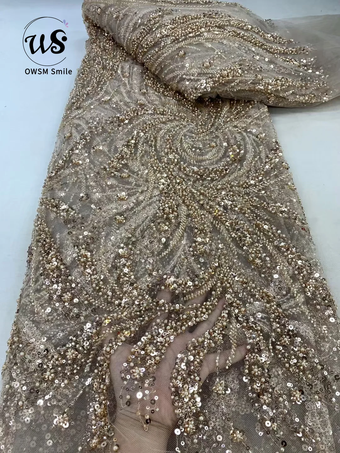 Handmade-Beaded-Net-Lace-with-Sequin-For-Wedding-Women-Dress-Pretty ...