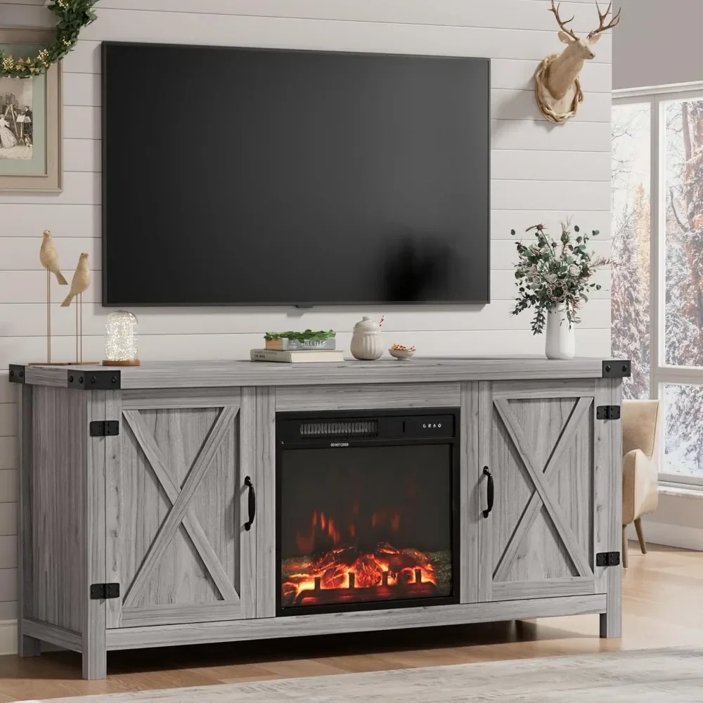 Fireplace-TV-Cabinet-Open-Storage-and-Side-Cabinets-Rustic-Media ...