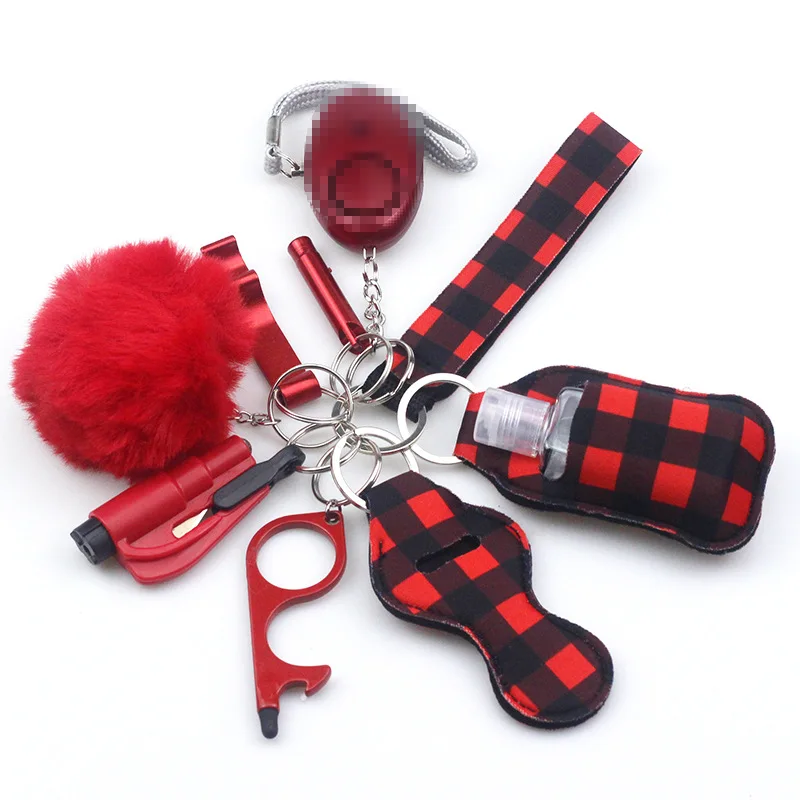 10pcs Hot Sale Personal Security Alarm Self-defence Keychain Set Multi-function Keyring Girl's ...