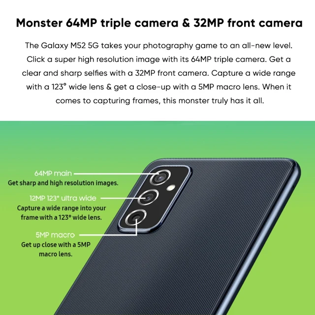 Samsung Galaxy M52 M526bds 5G Smartphone Snapdragon 778G 120Hz Super ...